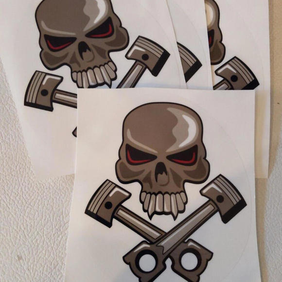 Other | Gray Skull Red Eyes Motorcycle Truck Dirt Bike Sports Vinyl ...